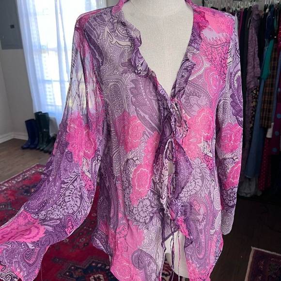 Tops | Sheer Paisley Fairy Core Top | Poshmark